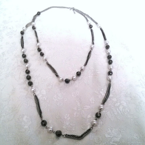 Express | Jewelry | Express Silver Multi Chain Beaded Station Necklace ...